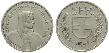 5 Franken 1931 - 1967 & 1969 | Münzen online kaufen | Bundesmünzen Kantonsmünzen, Schützentaler ...